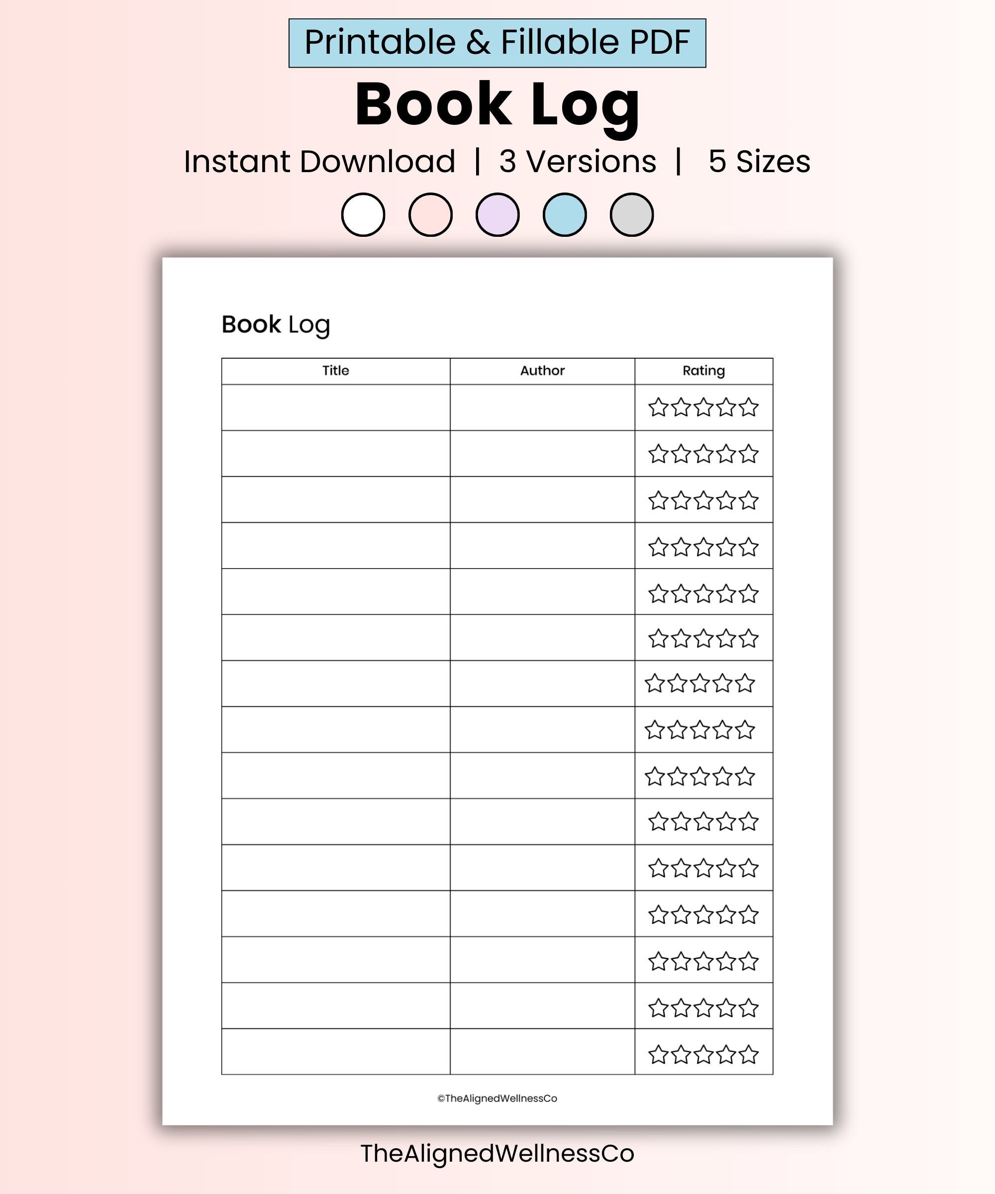 Reading Log Printable Template Goodnotes, Books to Read, Simple Digital ...