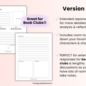 Digital Reading Journal, Minimalist Book Club Printables, Book Review ...