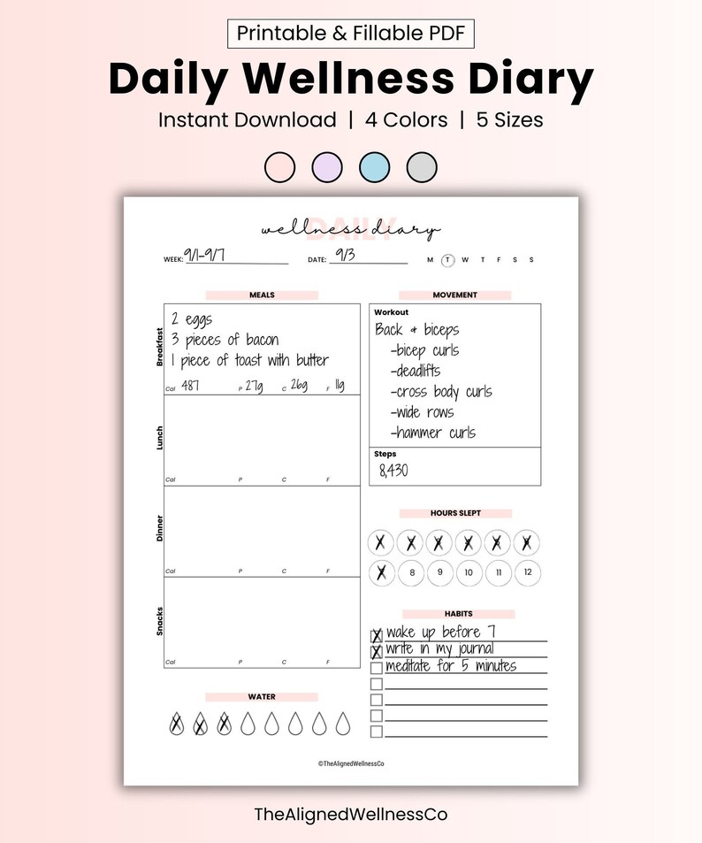 Macro Tracker Meal Planner, My Daily Wellness Journal, Weight Loss ...
