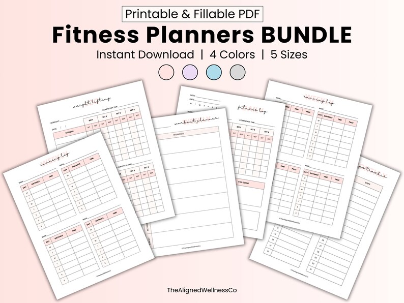 Fitness Planner BUNDLE, Printable Fitness Tracker Goodnotes, Workout ...