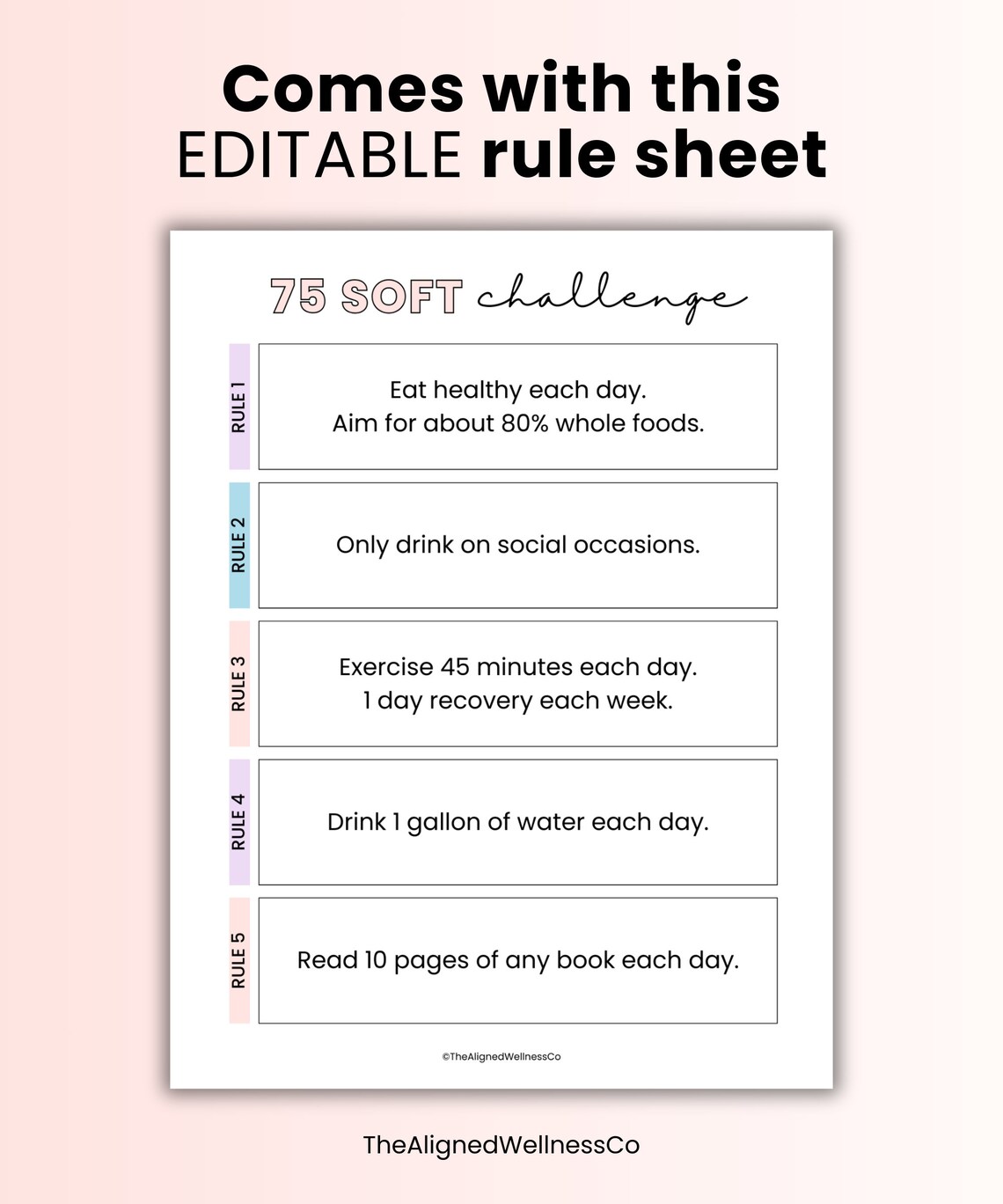 75 Soft Challenge Template EDITABLE, 75 Soft Challenge Printable, 75 ...