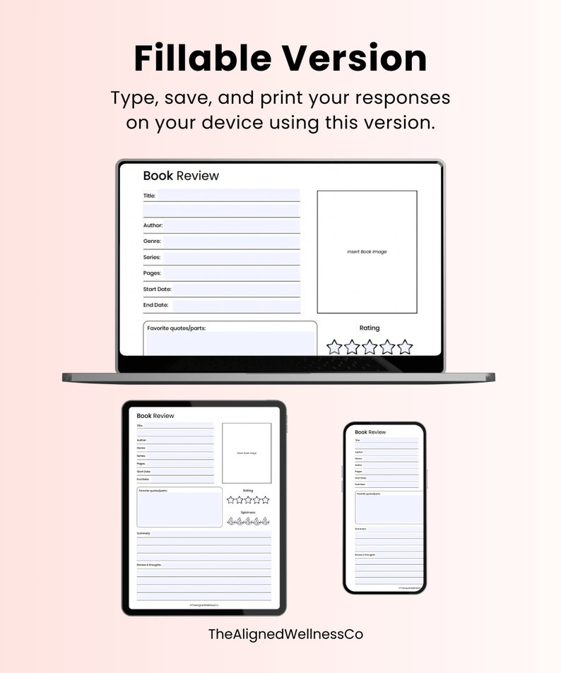 Digital Reading Journal, Minimalist Book Club Printables, Book Review ...