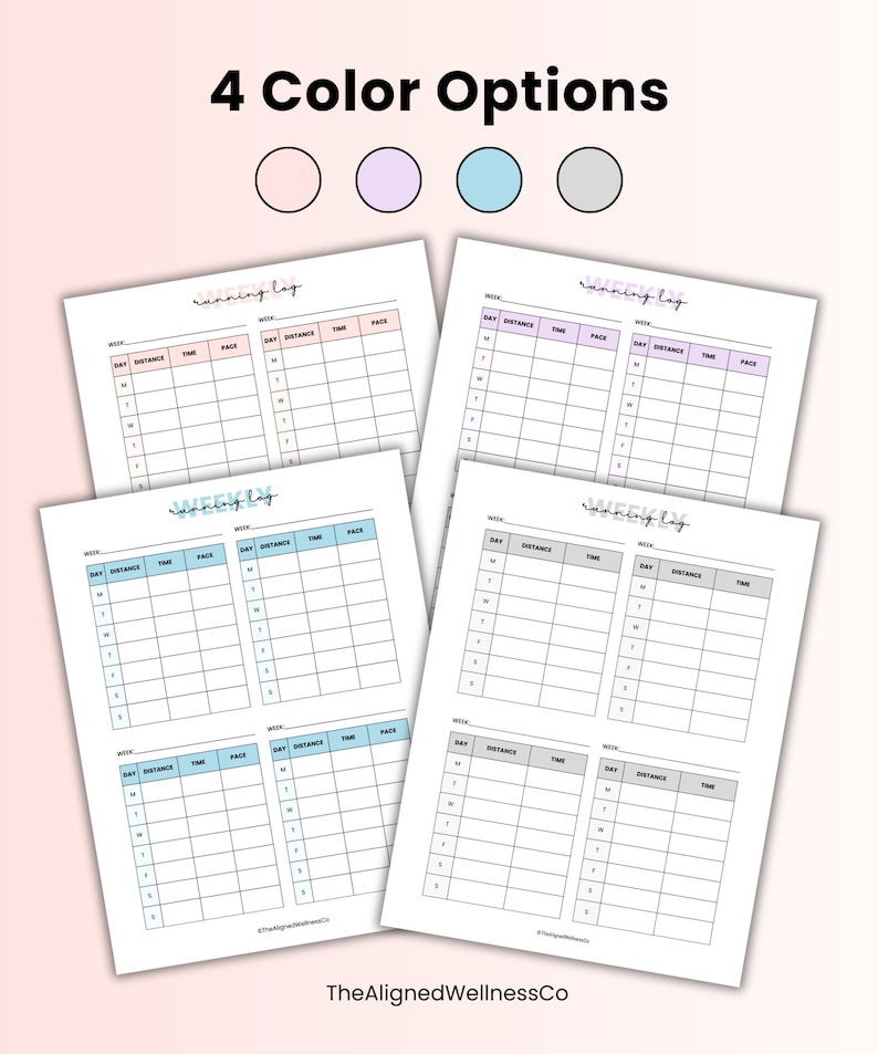 Running Log Printable Digital Template, Daily Monthly Weekly Cardio ...