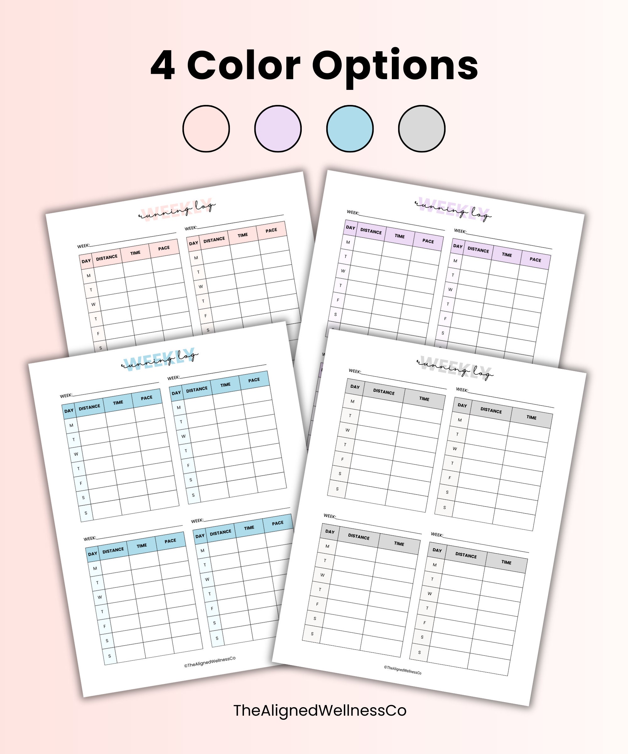 Running Log Printable Digital Template, Daily Monthly Weekly Cardio ...