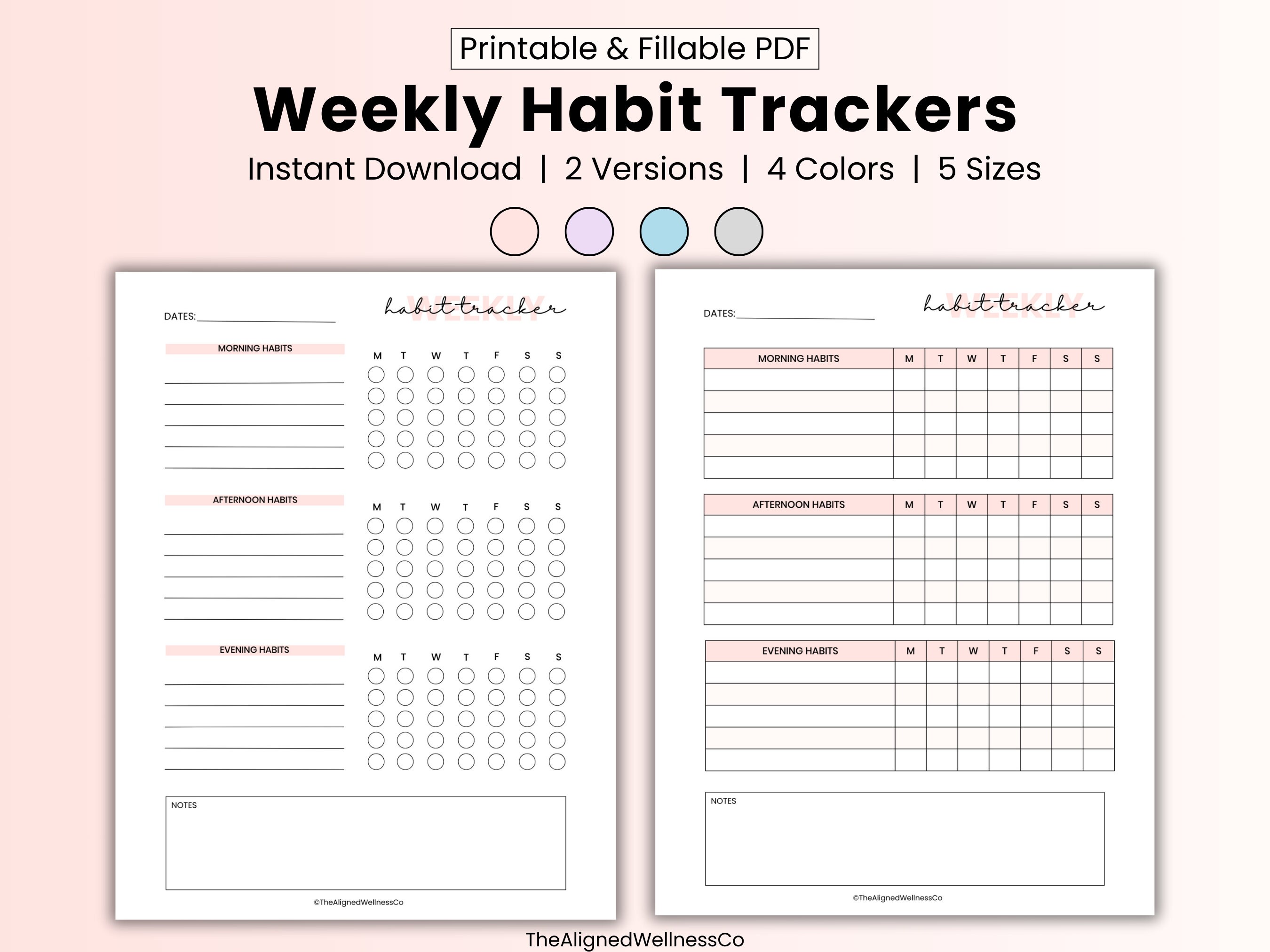 Weekly Habit Tracker Printable, Simple Habit Tracker, Minimalist Daily ...