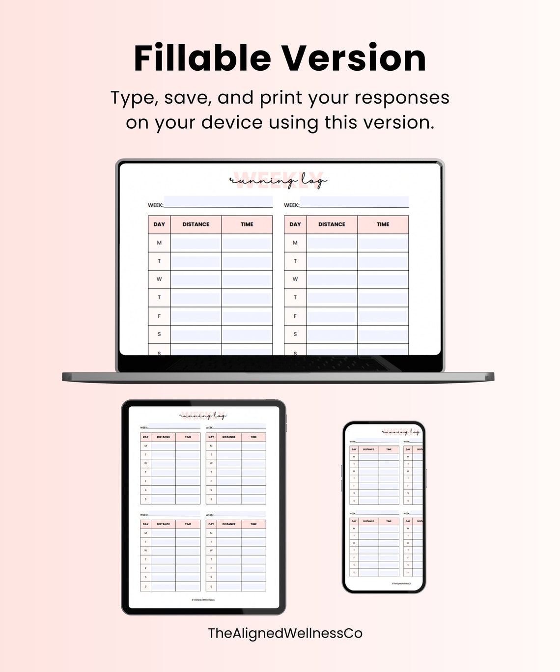 Running Log Printable Digital Template, Daily Monthly Weekly Cardio ...