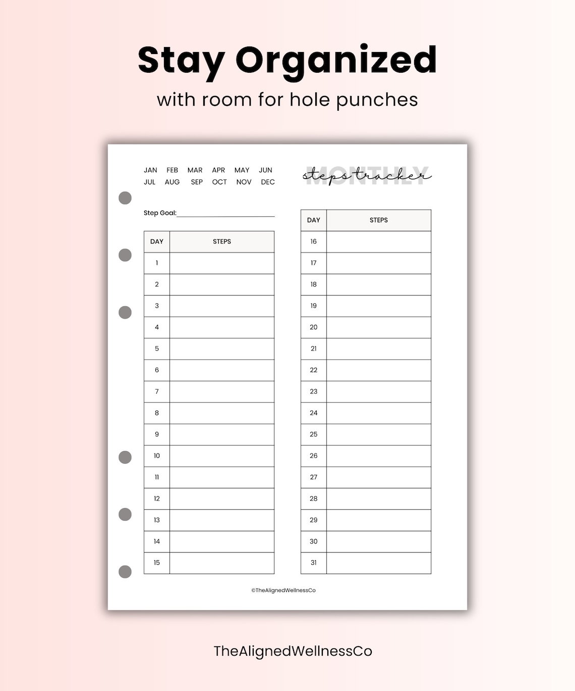 Monthly Step Tracker Printable, Daily Steps Record, Walking Journal ...