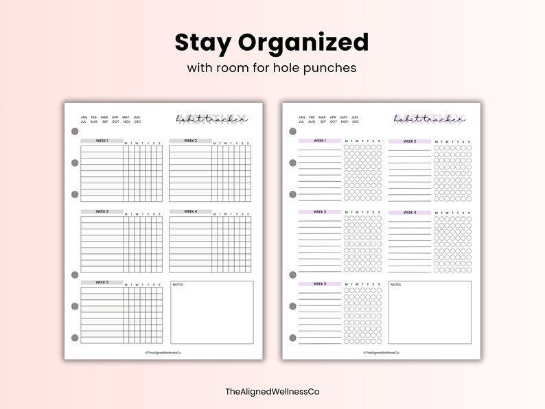 Weekly Habit Tracker, Monthly Habit Tracker Planner Insert, 30 Day ...