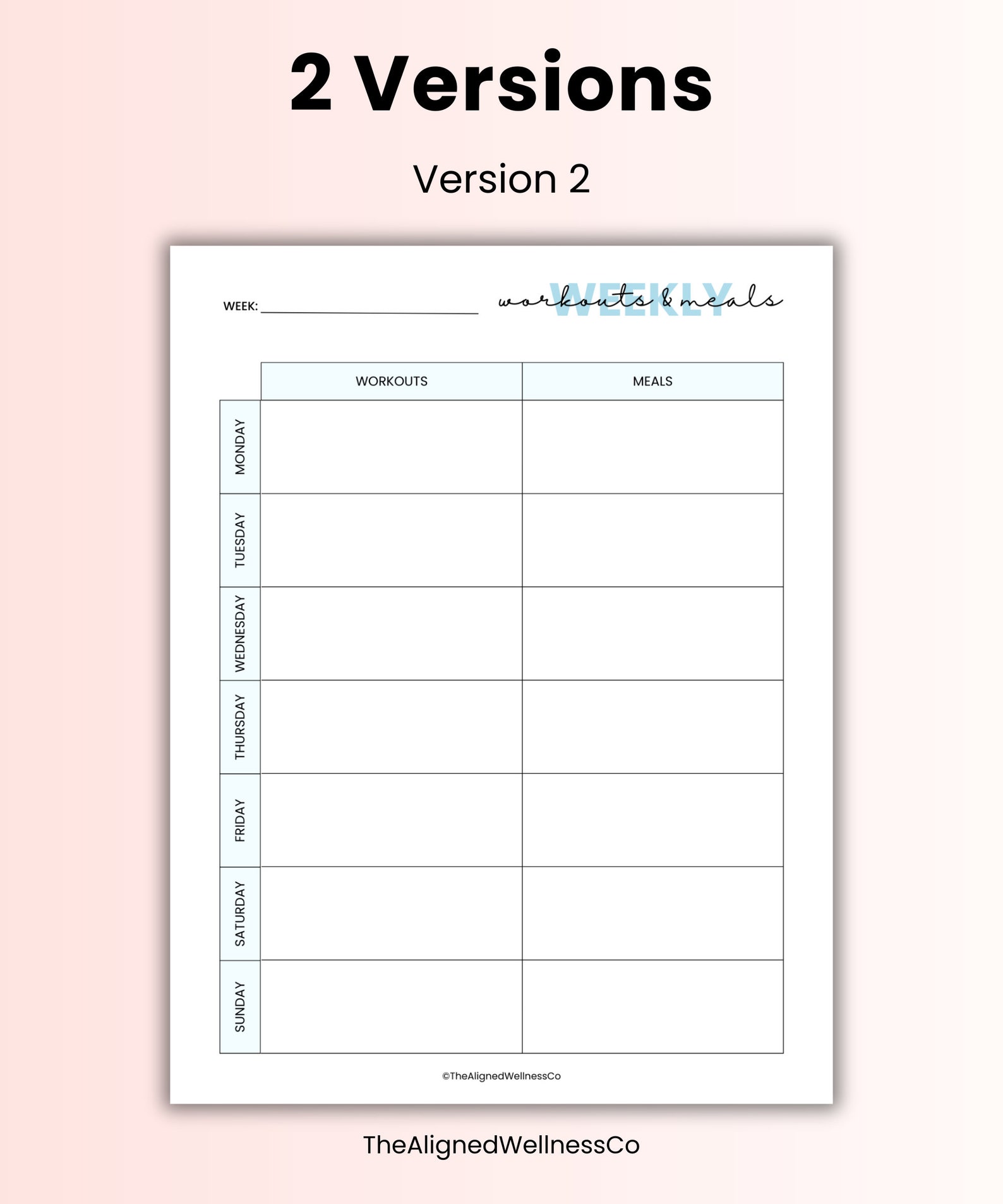 Weekly Exercise and Meals Planner, Food Journal for Weight Loss, Food ...