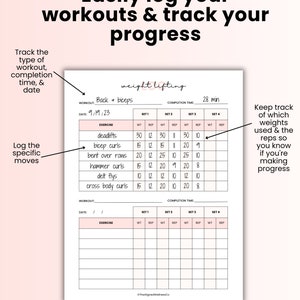 Digital Fitness Planner, Strength Training Log, Weight Lifting Exercise ...