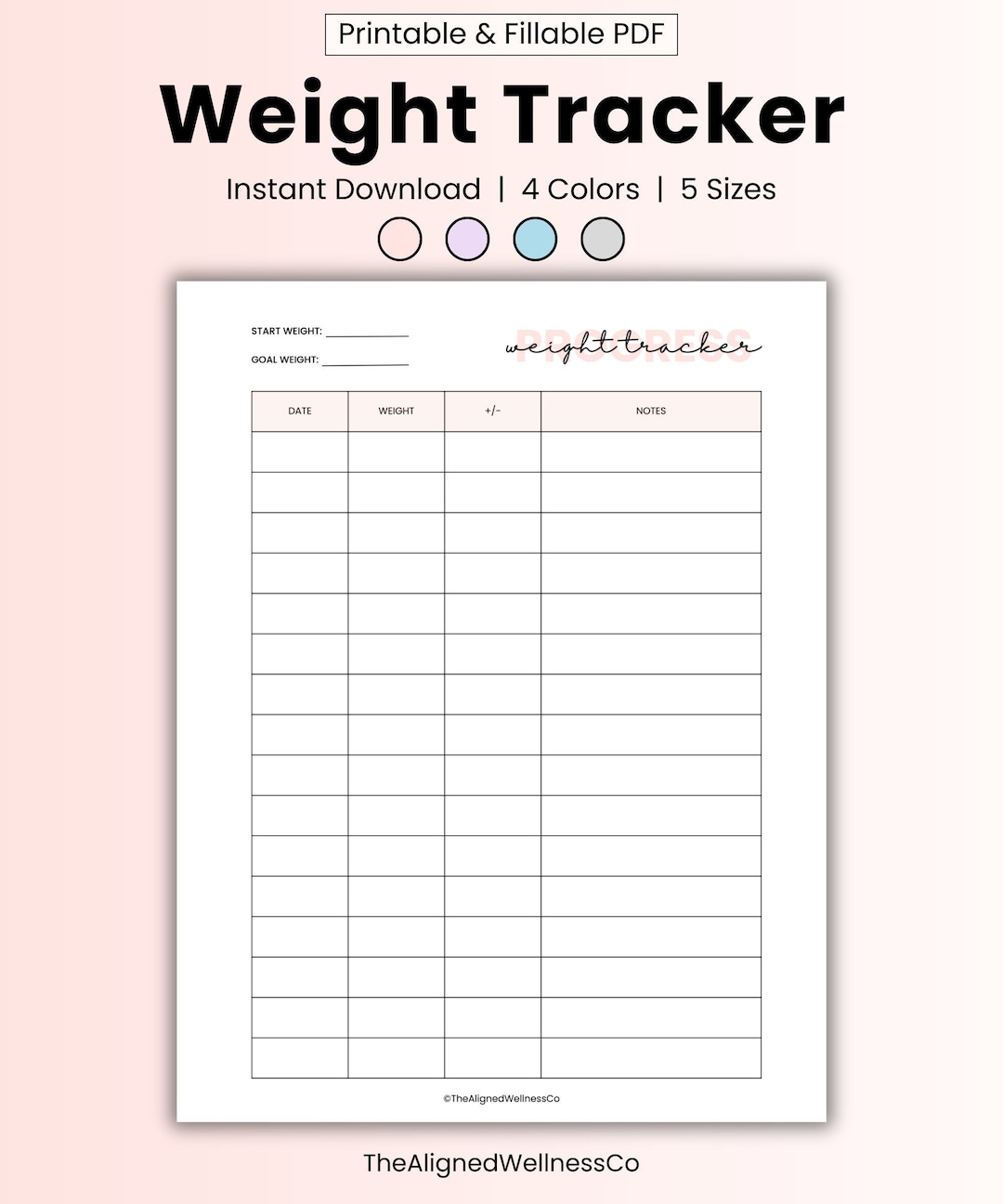 Weight Loss Tracker Printable Digital Pdf, Weightloss Journal, Daily ...