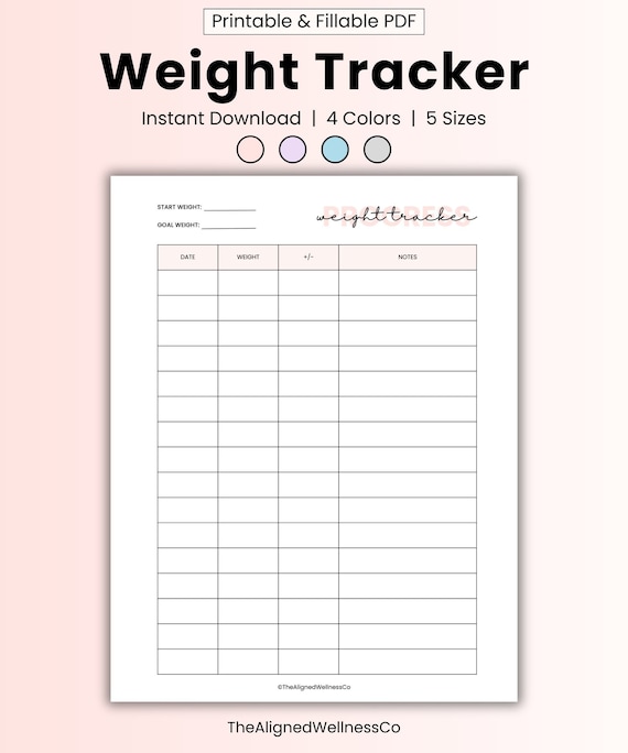 Weight Record Chart Weight Tracker Graphing Chart, Editable Pdf,