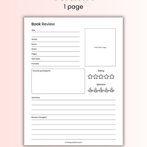 Book Review Template Printable, Book Review Printable, Goodnote Book ...