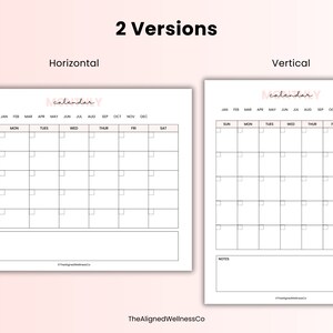 Monthly Blank Calendar, Undated Monthly Calendar, Landscape Vertical ...