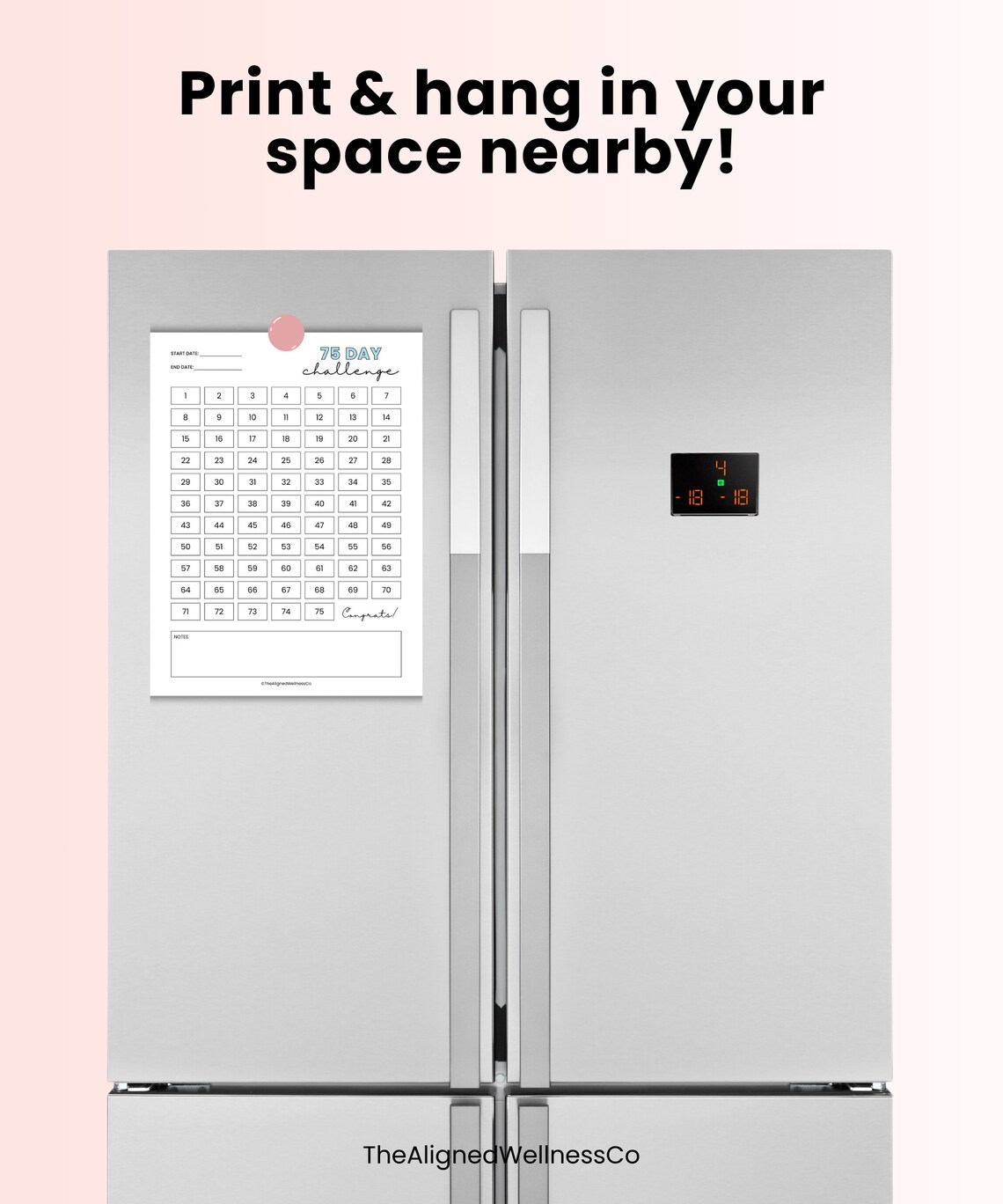 75 Day Hard Challenge Printable 75 Day Daily Countdown Tracker 75 Soft ...