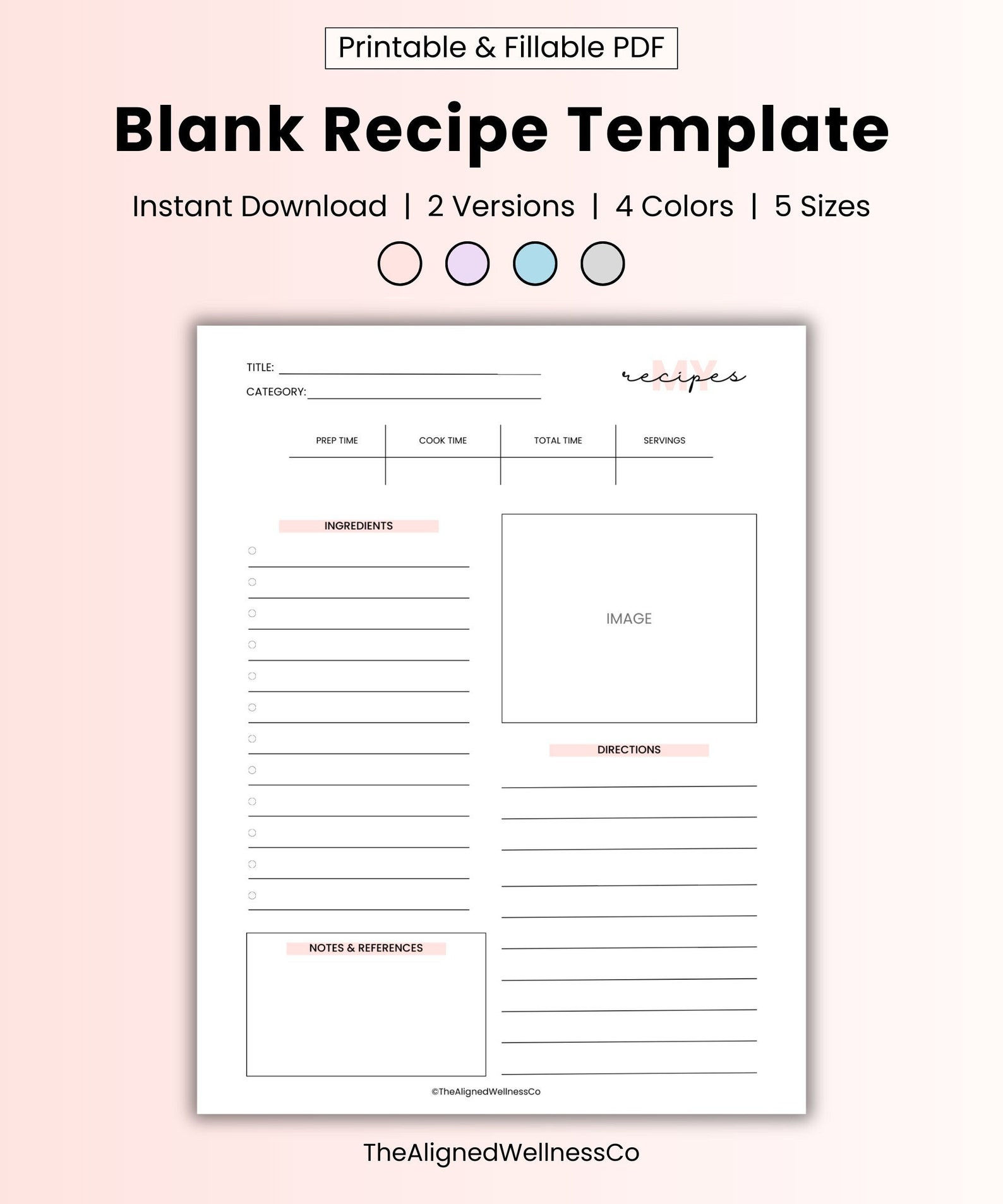 Blank Recipe Journal Printable, Printable Recipe Book Template, Digital ...
