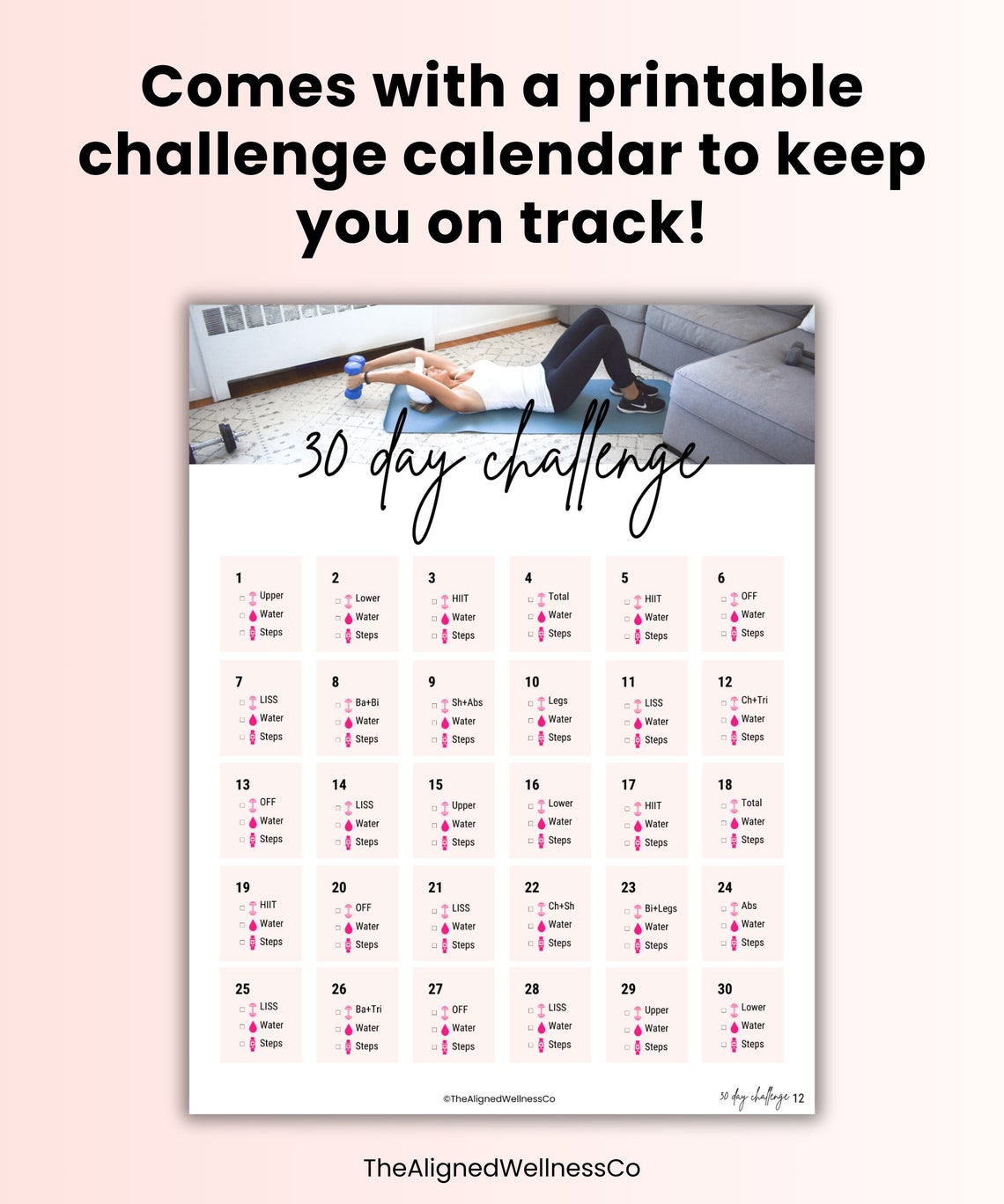 Printable 30 Day Fitness Challenge, Digital Workout Guide for Beginners ...