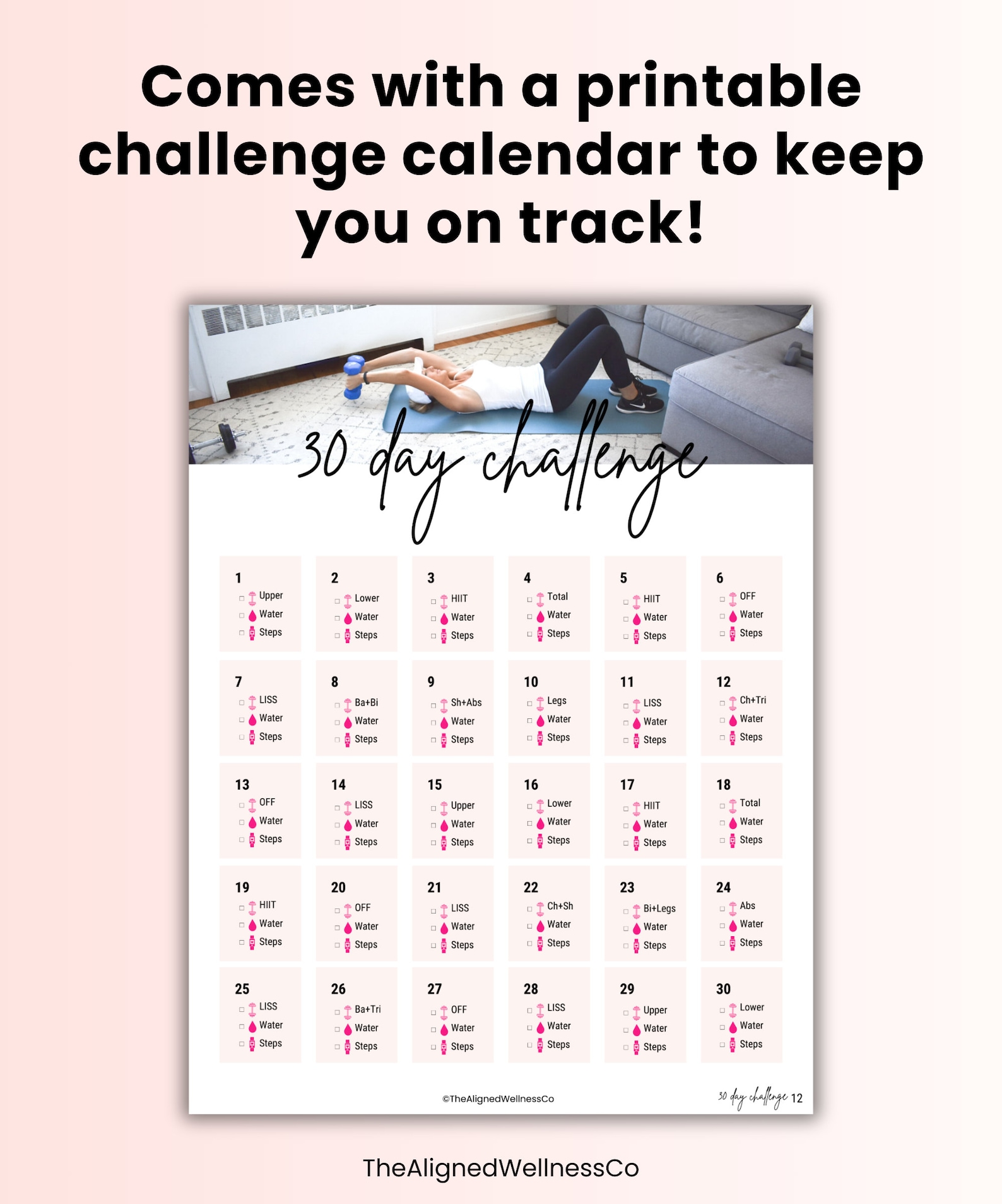 Printable 30 Day Fitness Challenge, Digital Workout Guide for Beginners ...