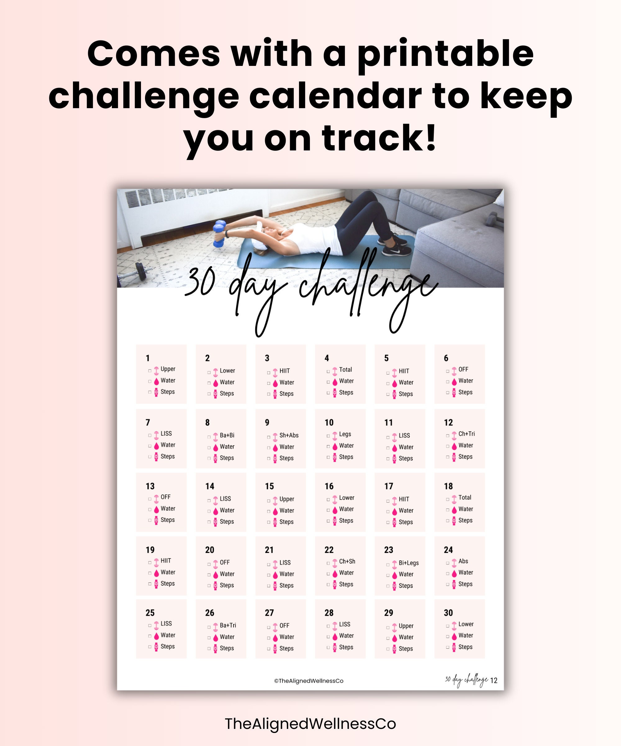 Printable 30 Day Fitness Challenge, Digital Workout Guide for Beginners ...