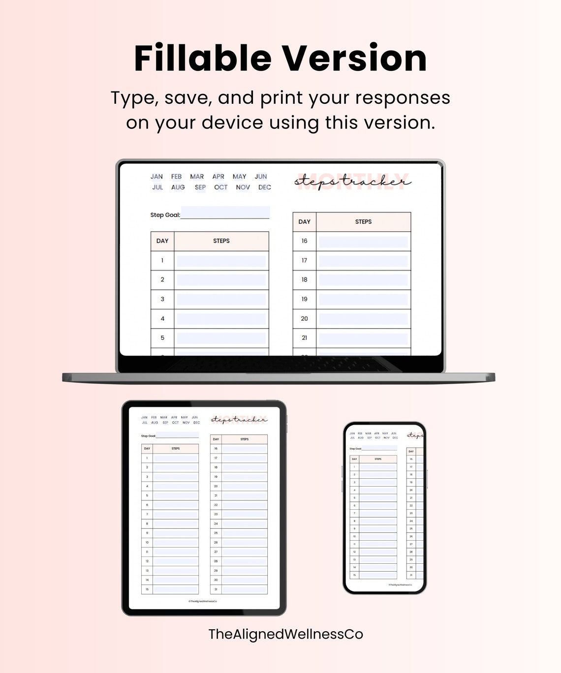 Monthly Step Tracker Printable, Daily Steps Record, Walking Journal ...