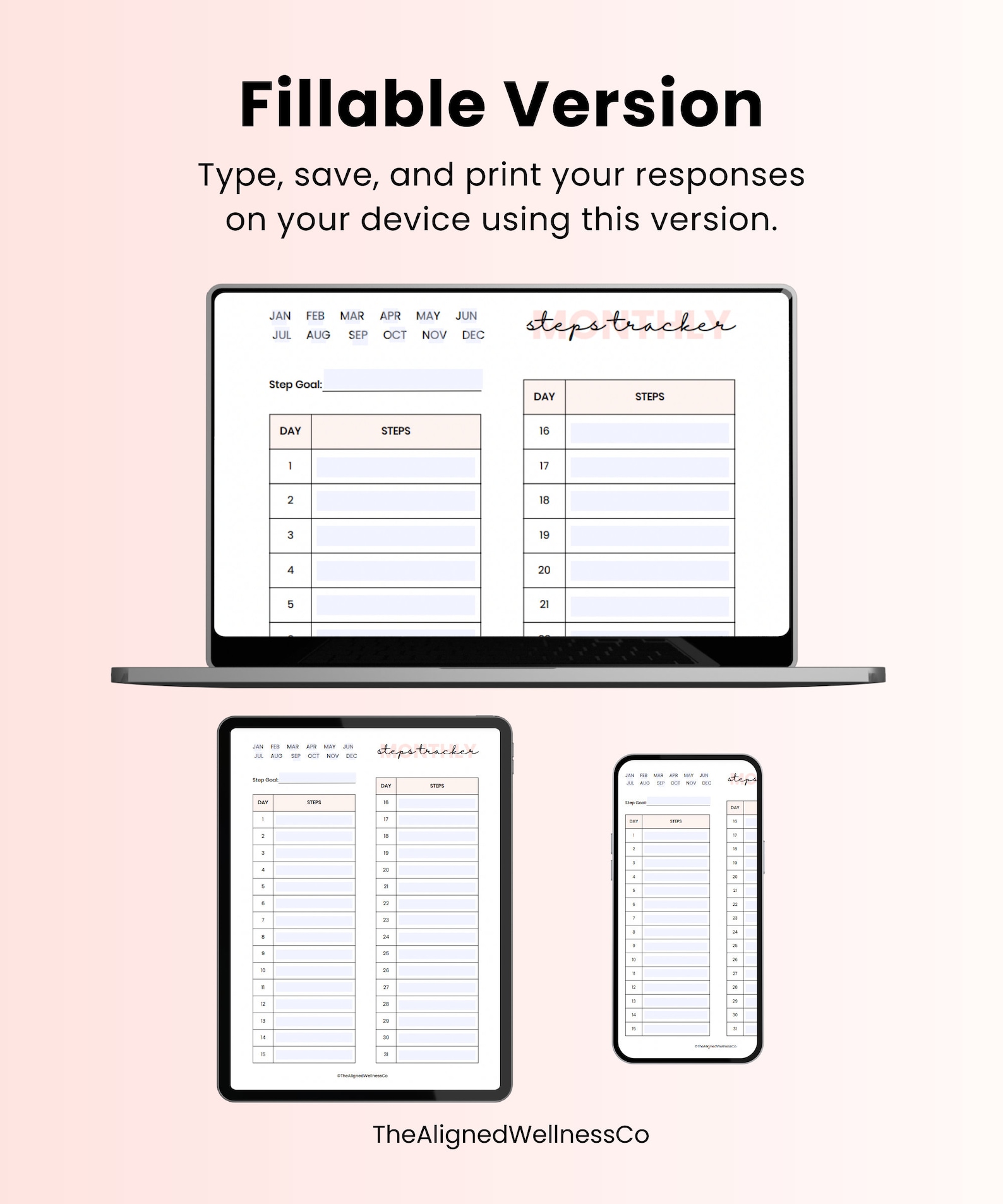 Monthly Step Tracker Printable, Daily Steps Record, Walking Journal ...