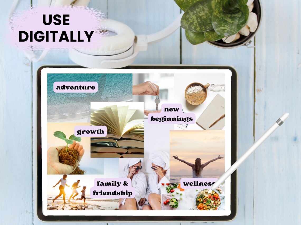 2024 Vision Board Template, Digital Vision Board Printables EDITABLE in ...