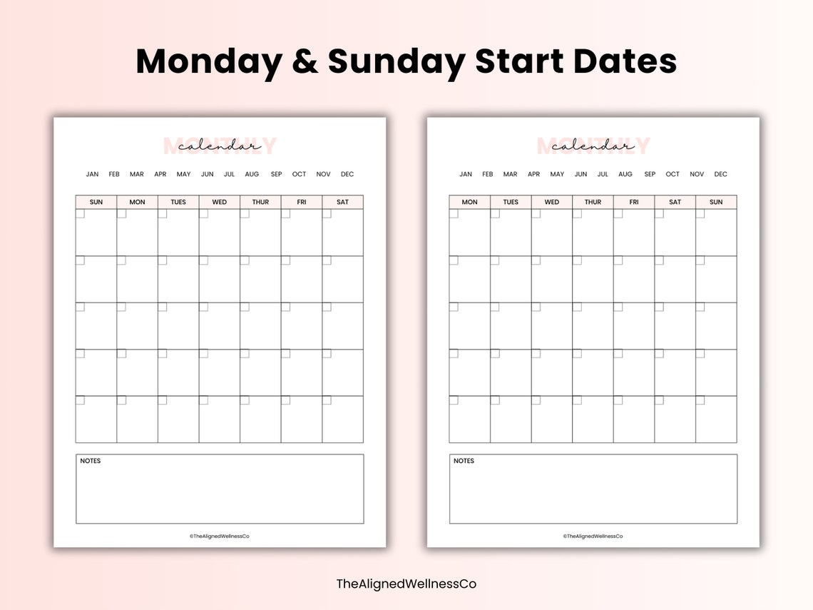 Monthly Undated Calendar Pdf Fridge Calendar Monthly Blank - Etsy