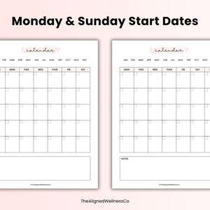 Monthly Blank Calendar, Undated Monthly Calendar, Landscape Vertical ...