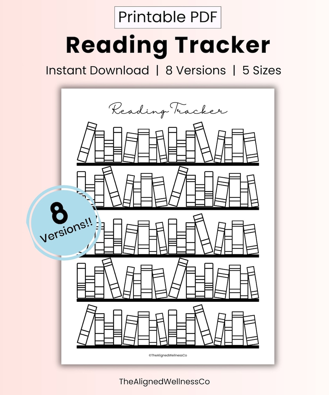 Bookshelf Printable Template Pdf Download, Reading Log BUNDLE, Reading ...