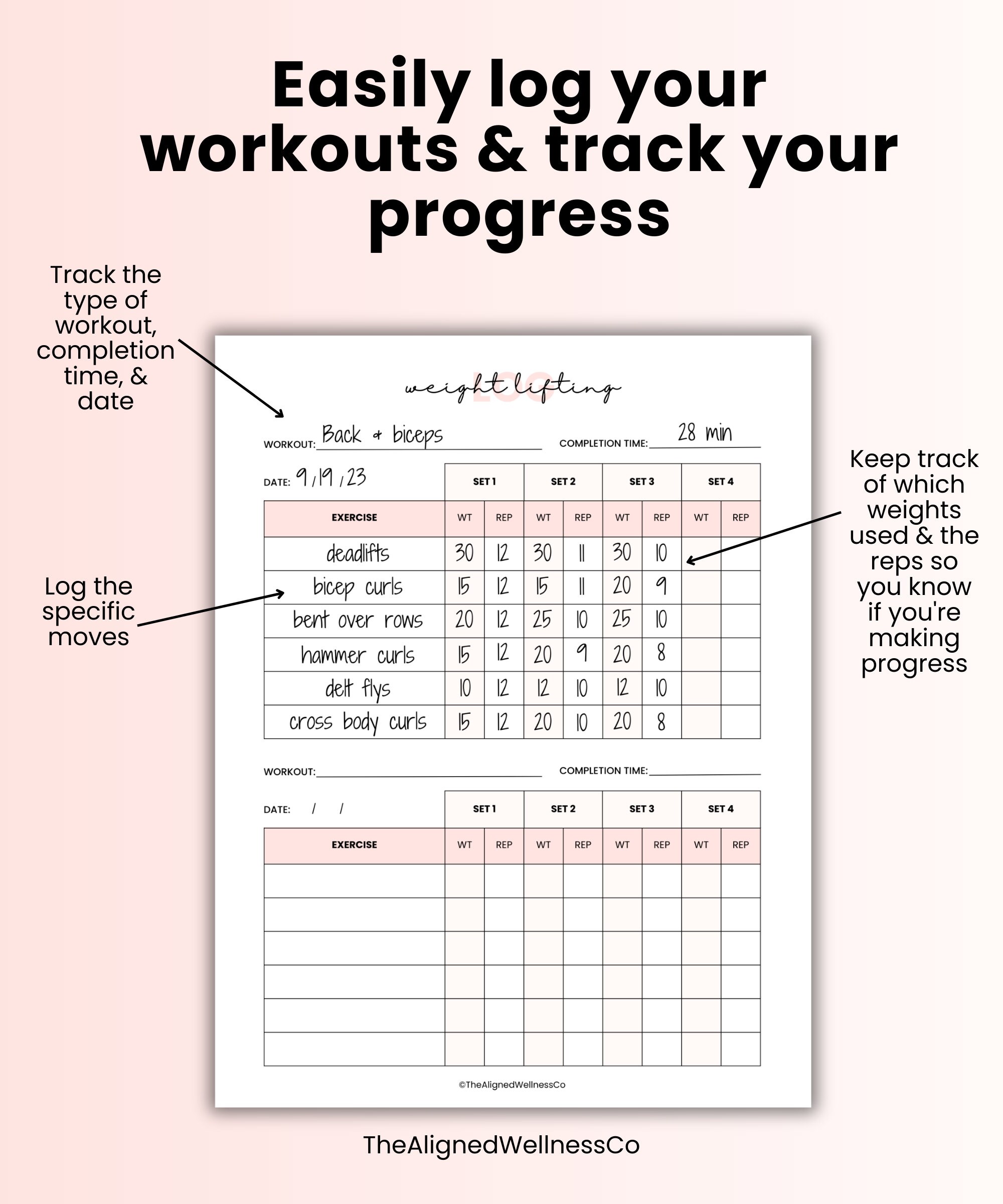 Exercise Tracker Pdf, Daily Weight Lifting Tracker for Weight Loss ...