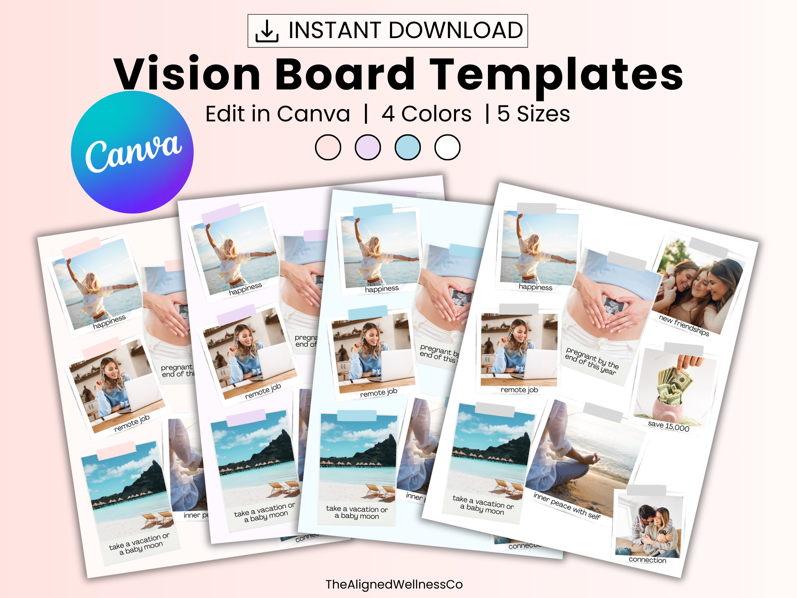 Vision Board 2024, Vision Board Template, Digital Vision Boards ...