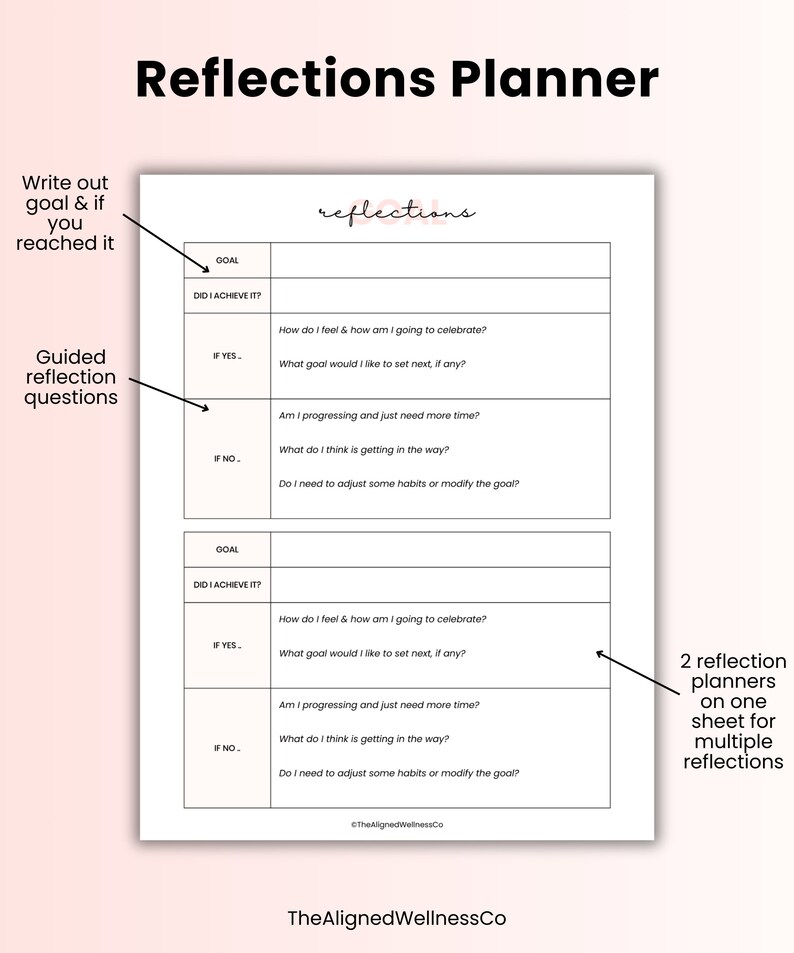 Monthly Goal Setting Worksheet and Goal Reflection Bundle - Etsy