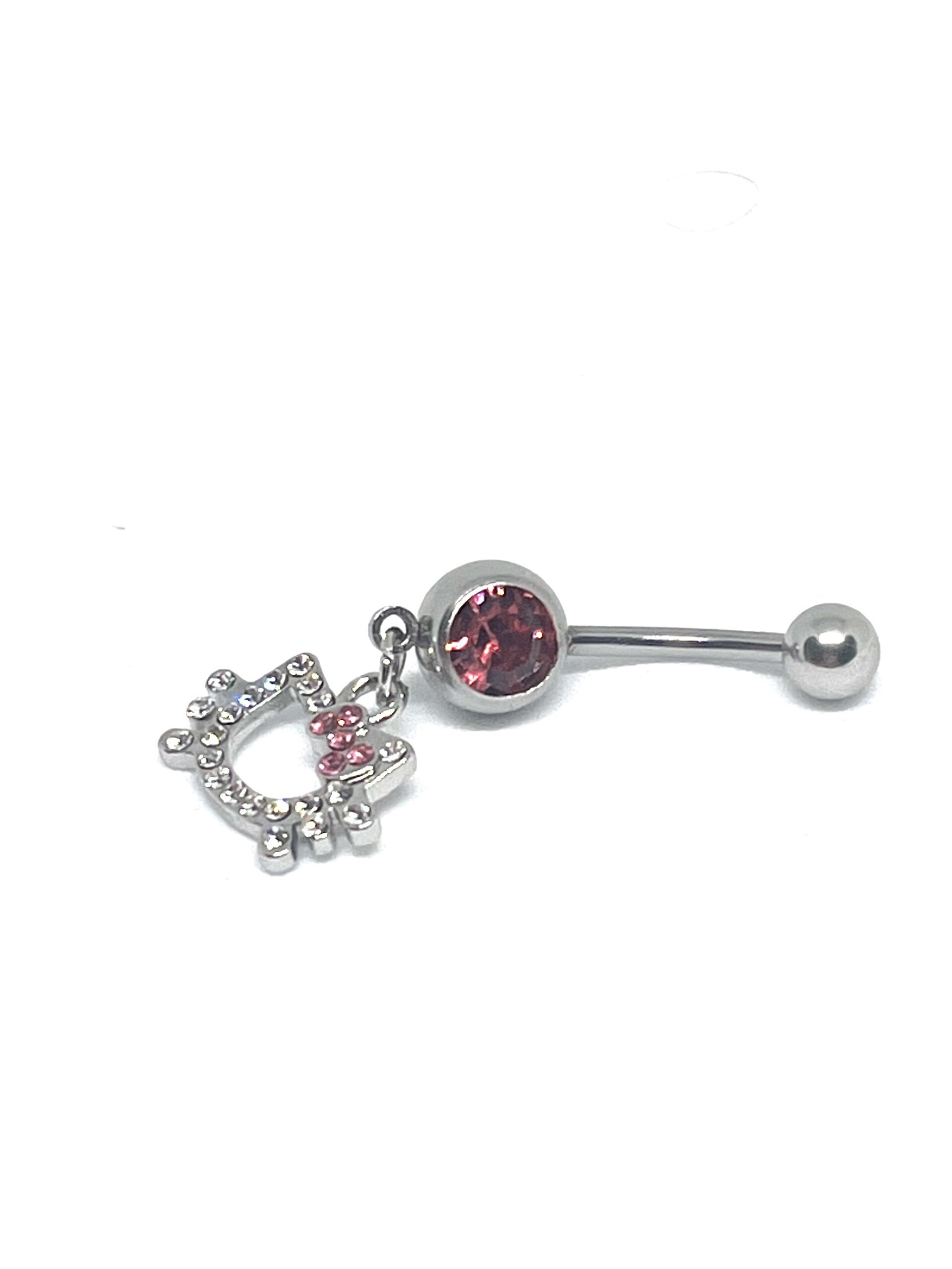 Hello Kitty Cute Crystal Belly Button Bar Navel Ring Gift for Girls ...