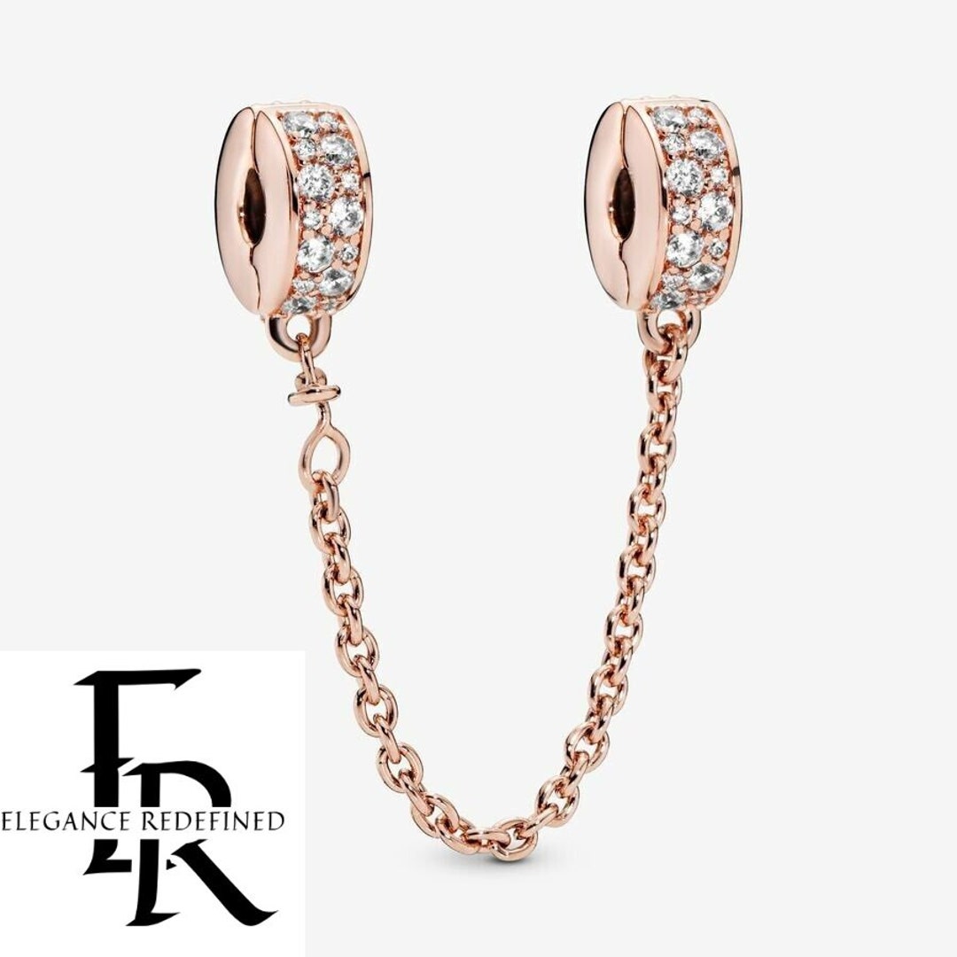 Sparkling Rose Gold Safety Chain Charm With for Bracelets Bangle ...