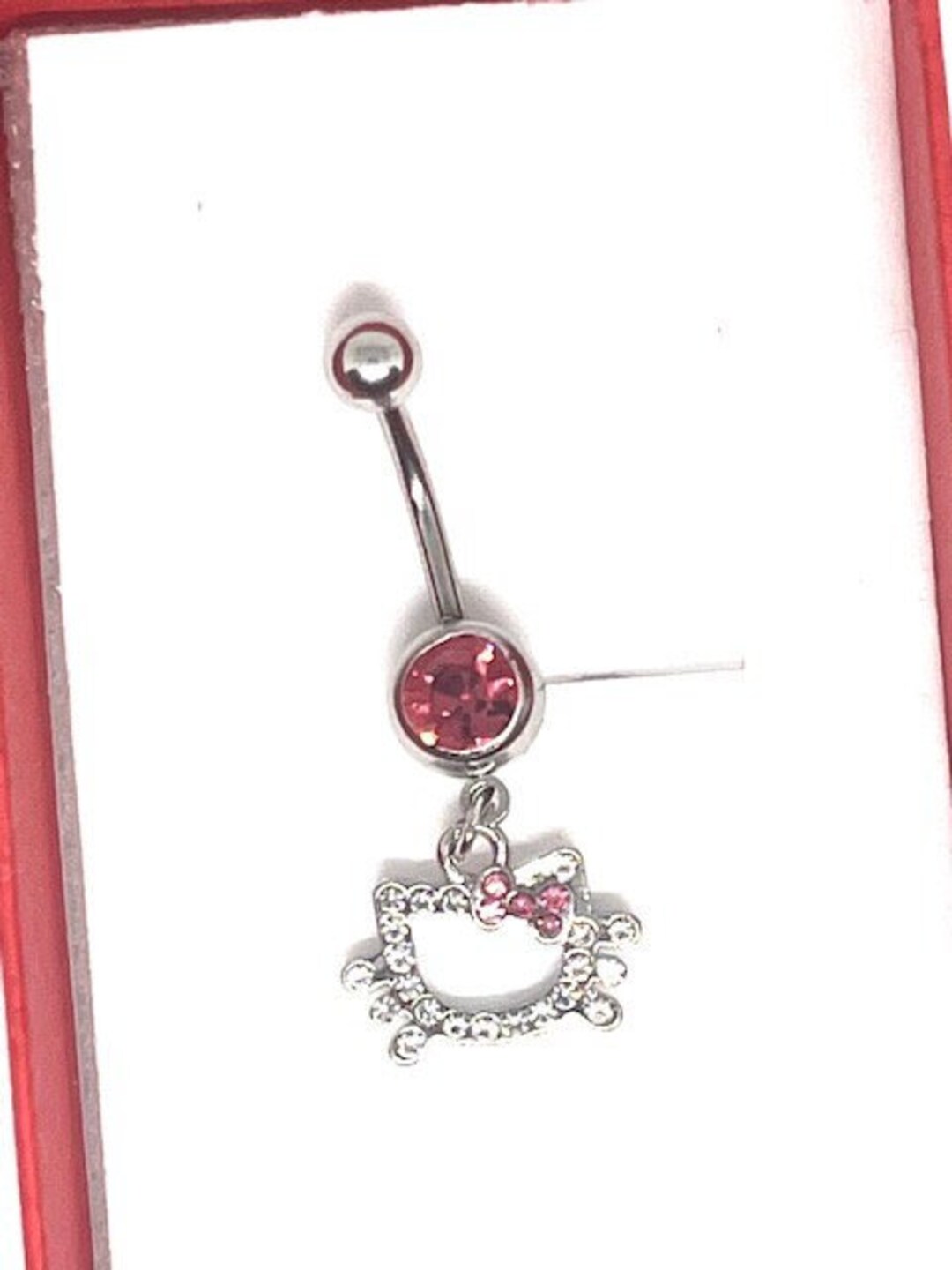 Hello Kitty Cute Crystal Belly Button Bar Navel Ring Gift for Girls ...