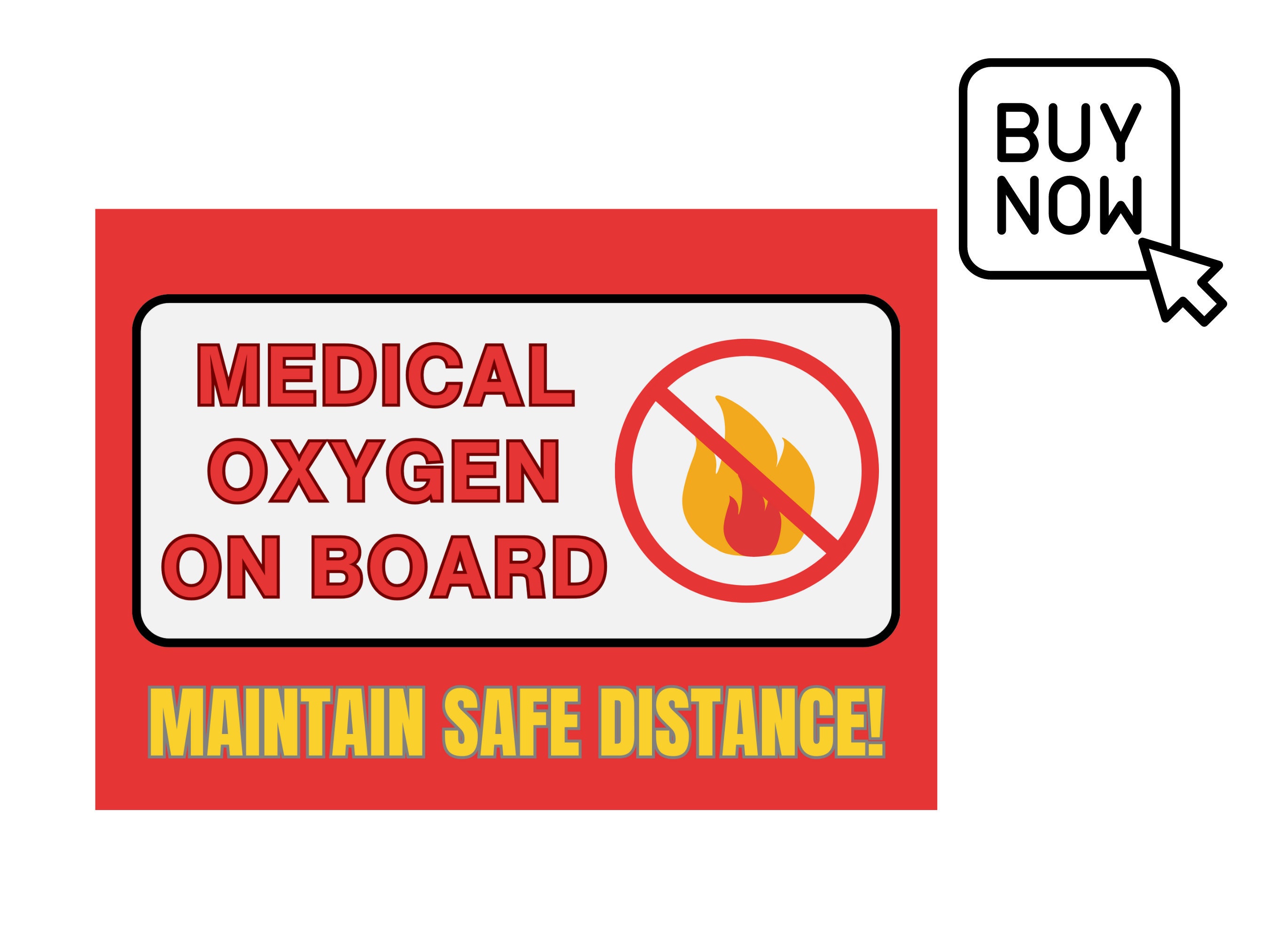 Oxygen in Use Car Window Decal, Oxygen Warning Sign Sticker, Vinyl ...