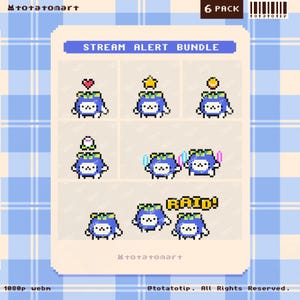 Blueberry Cat Stream Alerts BUNDLE | Cute Pixel Fruit Twitch Overlay ...