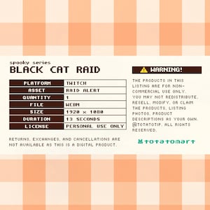 Black Cat Twitch Raid Alert | Halloween Pixel Stream Twitch Alerts ...