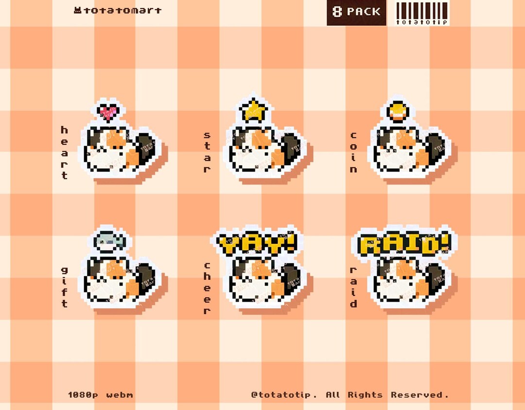 Calico Cat Twitch Alerts BUNDLE | Pixel Halloween Twitch Alert Pack ...