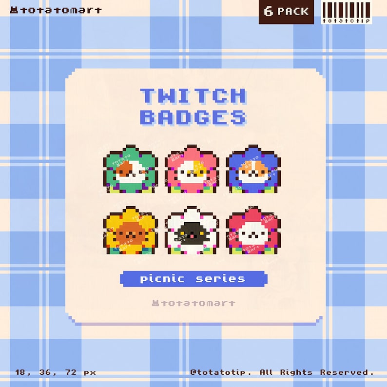 Cat Flower Twitch Badges, Cute Twitch Sub Badge, Pixel Bit Badges for ...