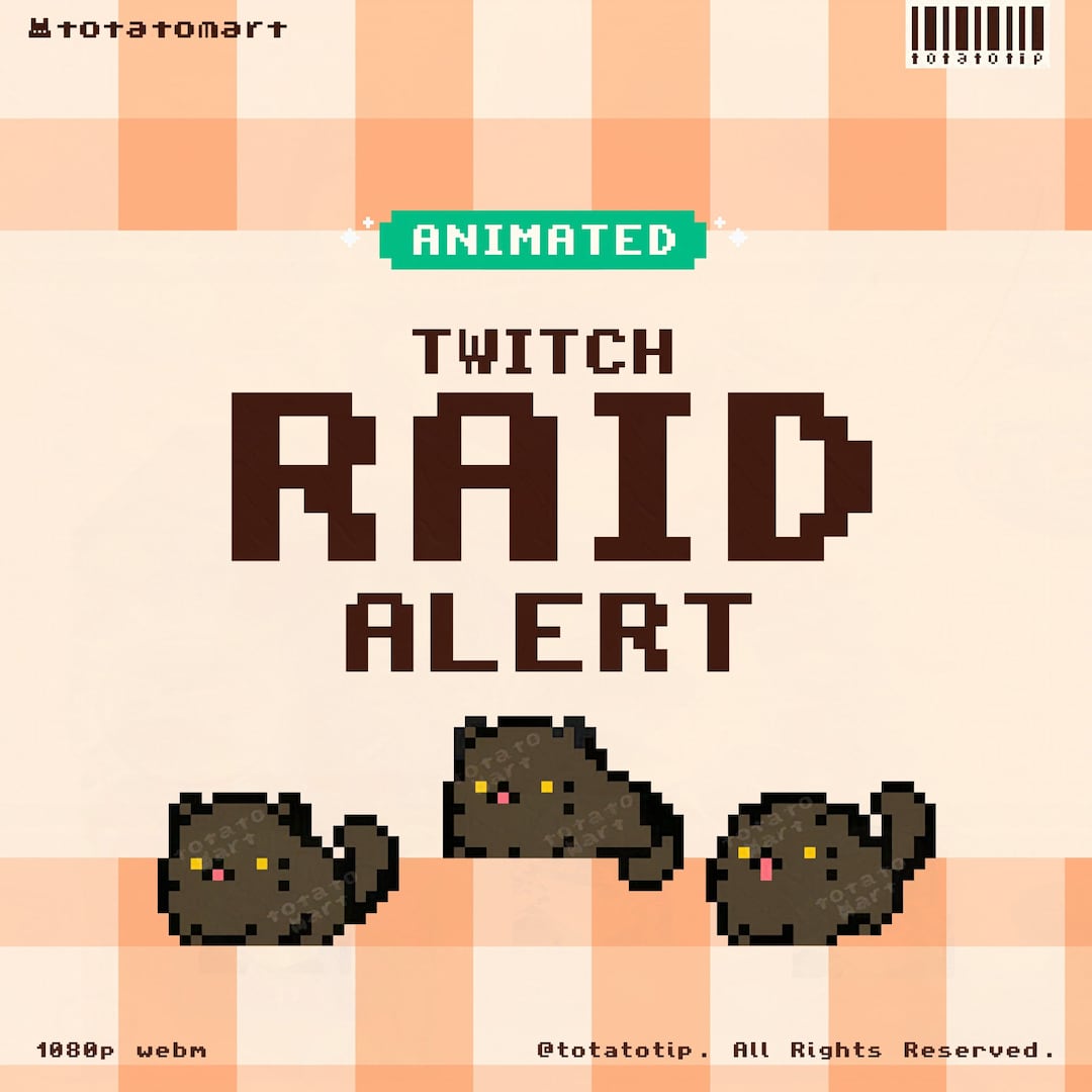 Black Cat Twitch Raid Alert | Halloween Pixel Stream Twitch Alerts ...