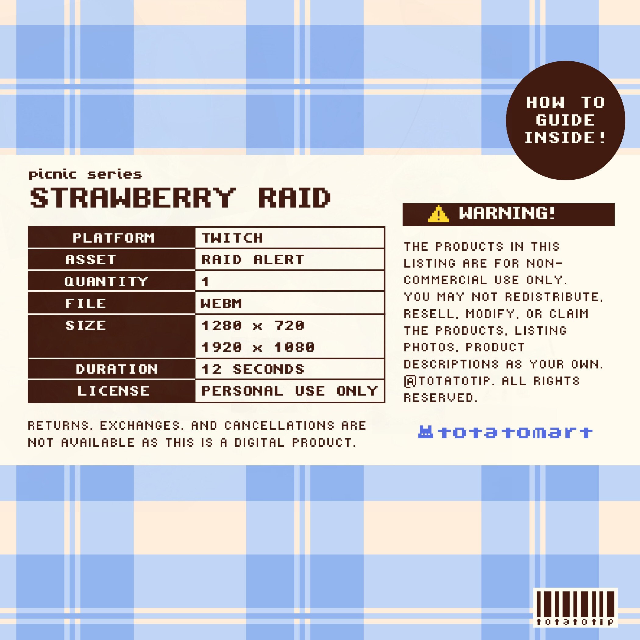 Strawberry Cat Twitch Raid Alert, Cute Pixel Stream Twitch Alerts ...