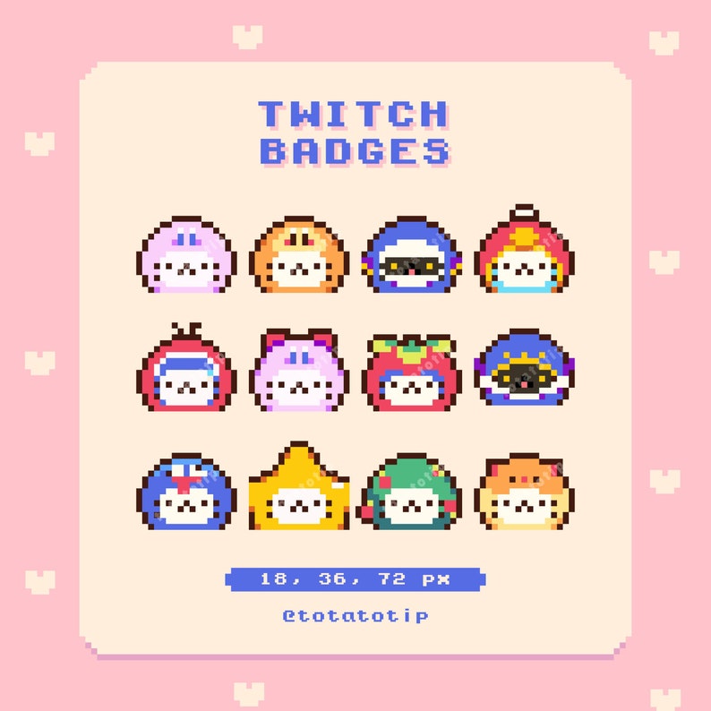Cat Kirby Twitch Badges, Cute Twitch Sub Badge, Pixel Bit Badges for ...