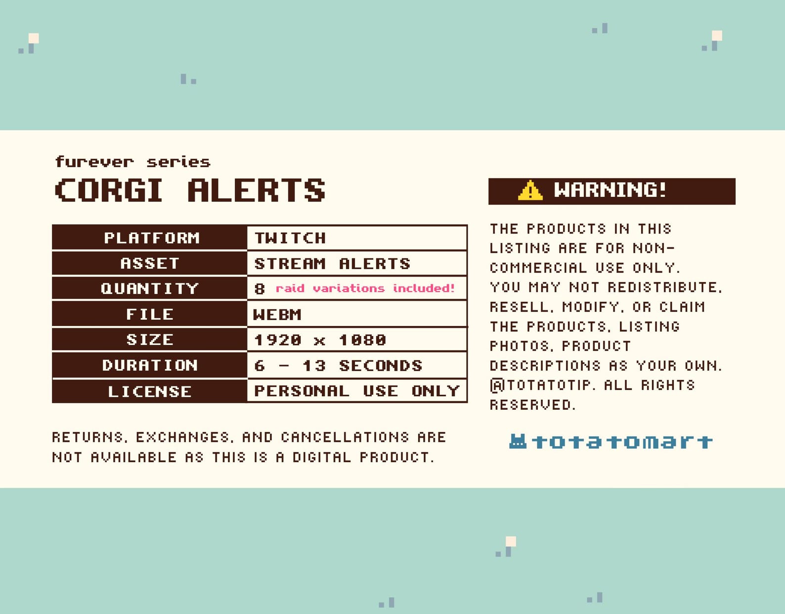 Corgi Twitch Alerts BUNDLE | Pixel Stream Twitch Alert Pack | Cute Pet ...