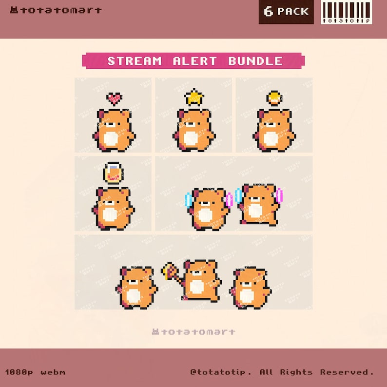 Honey Bear Stream Alert BUNDLE | Cute Pixel Stream Alerts | Kawaii Cozy ...