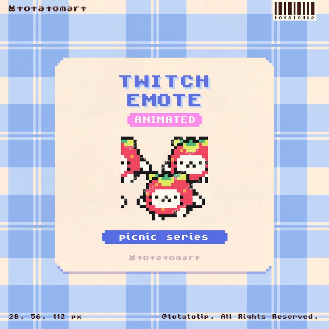 Strawberry Cat Twitch Raid Emote, Cute Pixel Stream Twitch Emotes ...