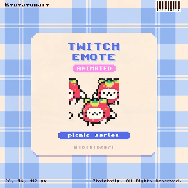 Strawberry Cat Twitch Raid Emote, Cute Pixel Stream Twitch Emotes ...