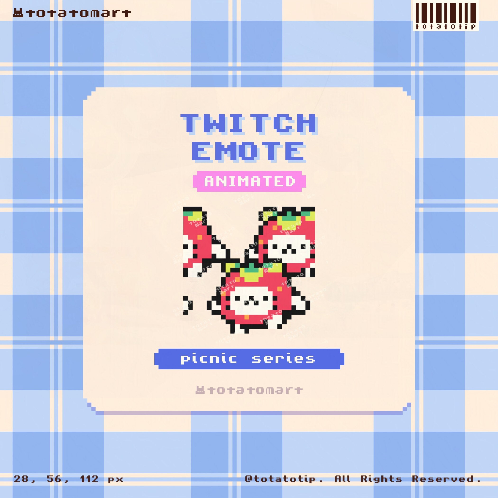 Strawberry Cat Twitch Raid Emote, Cute Pixel Stream Twitch Emotes ...