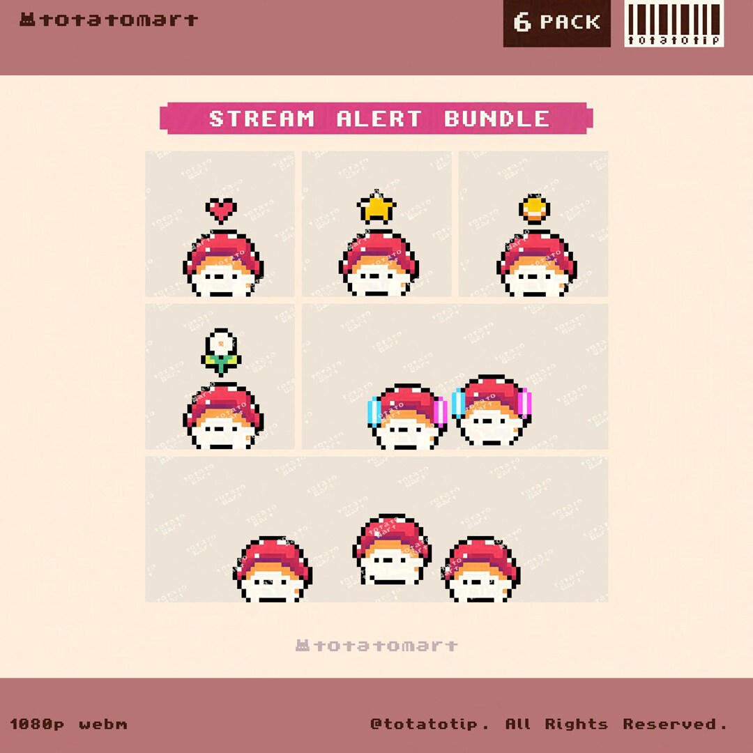 Mushroom Stream Alert BUNDLE | Cute Pixel Forest Twitch Overlay | Kawaii Cozy Alert Notification ...