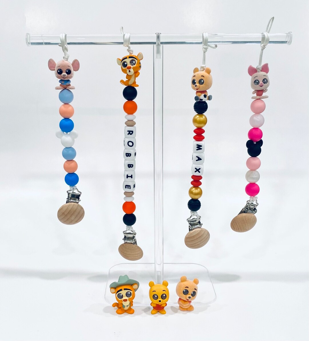 Winnie the Pooh Pacifier Clips,keychains, Pooh Bear, Piglet, Rabbit ...